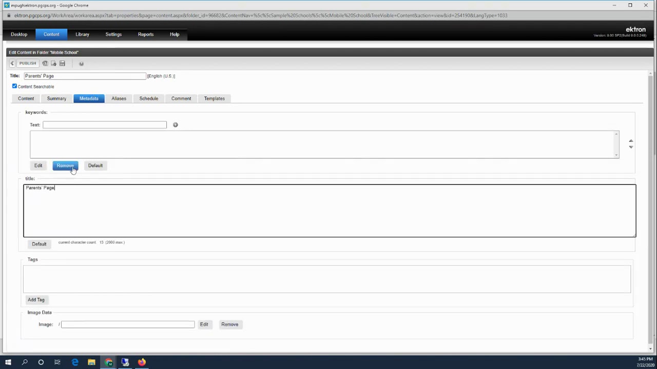 How to create a new page in an Ektron school website - YouTube