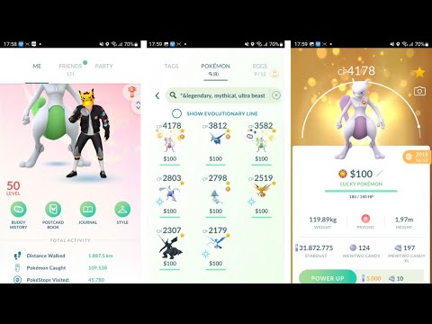 Pokemon Go Account Level 50 Shundo Mewtwo & Lucky Hubdo Mewtwo - YouTube