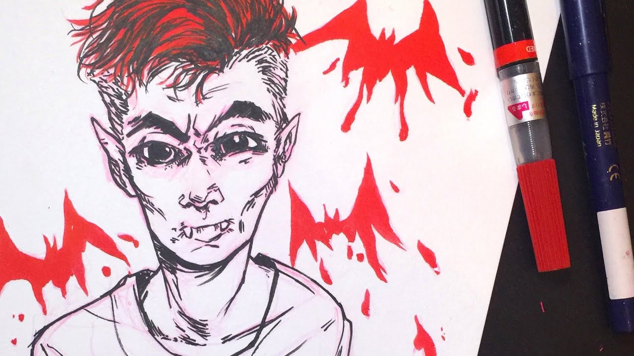 INKTOBER 2015 VAMPIRE Ink Drawing - Speed Draw - YouTube