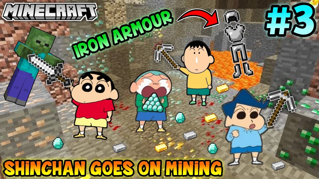 Shinchan made iron armour and found diamonds in Minecraft 😍🔥 | shinchan ...