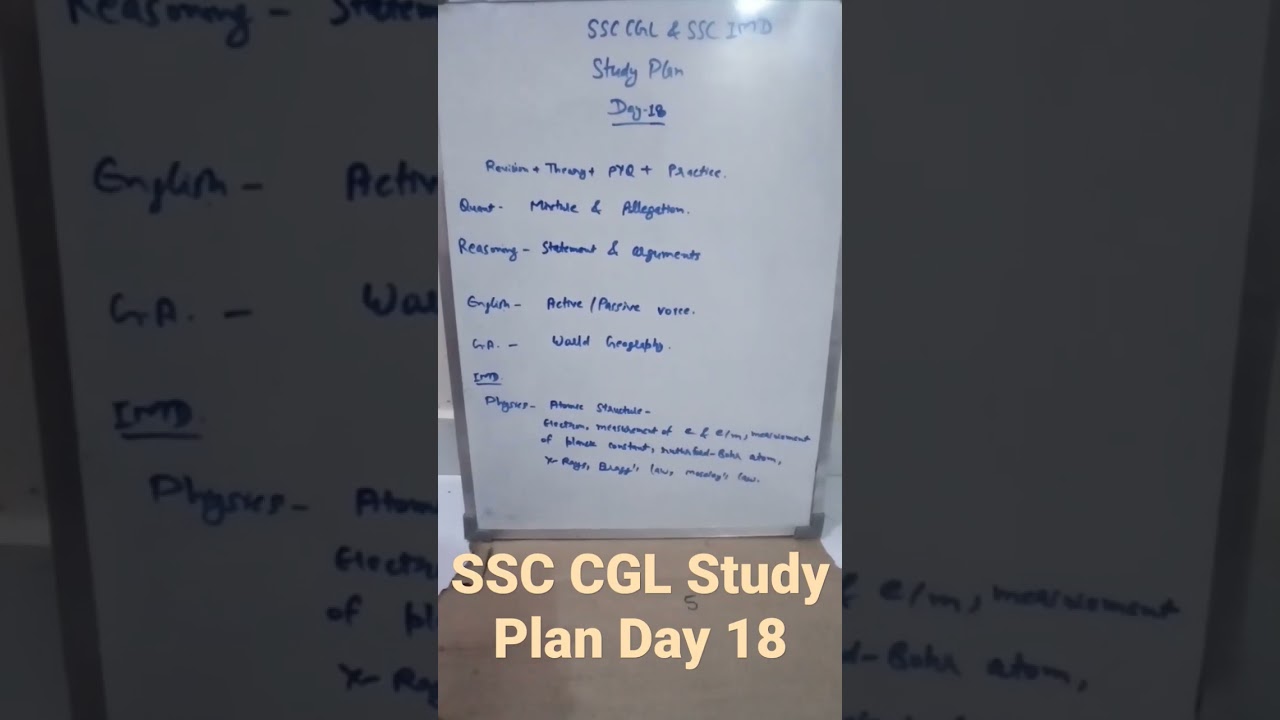 SSC IMD Daily Study Plan| SSC CGL Daily Study Plan Day 18 | SSC ...