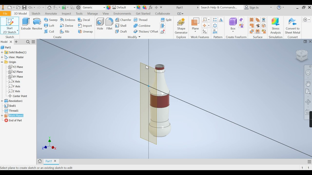 3. Bottle in Autodesk Inventor - applying a decal - YouTube