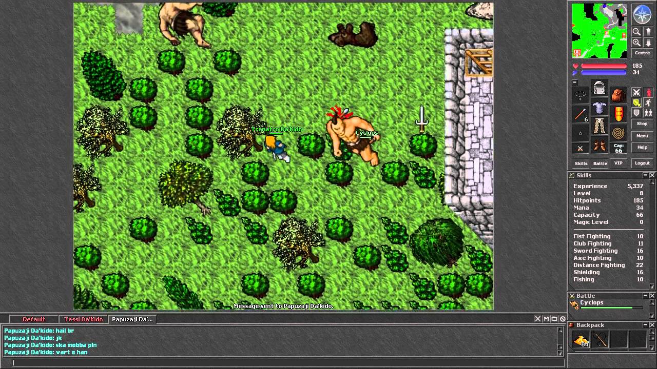 Tibia [7.3] Level 8 paladin killing Cyclops - YouTube