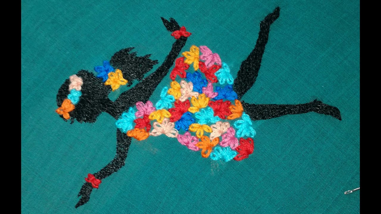 Hand Embroidery For Beginners | Dancing girl embroidery design - YouTube
