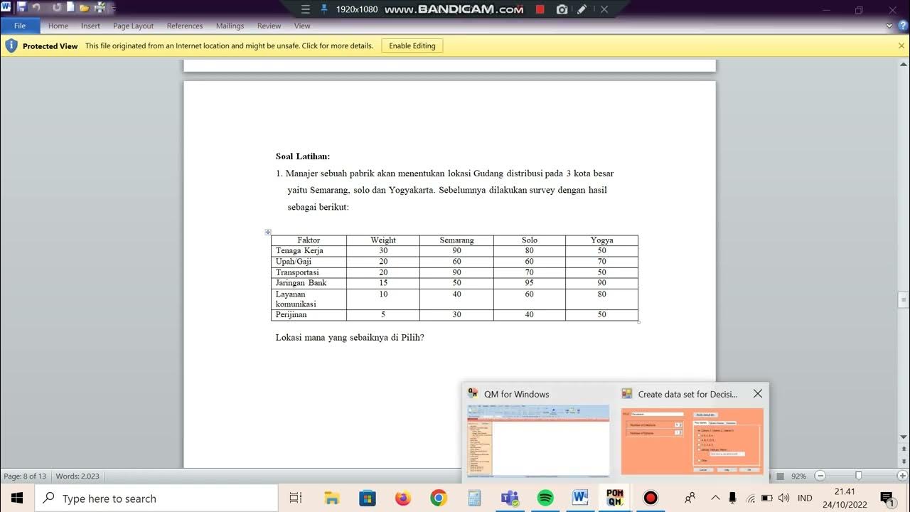 Pembahasan Soal 1 (Modul Location) Menggunakan Aplikasi POM-QM - YouTube