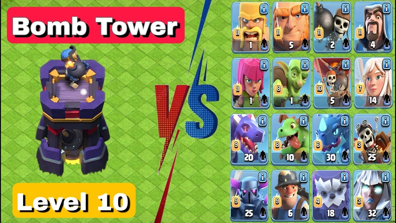 Max Bomb Tower VS All Troops | Clash of Clans. - YouTube