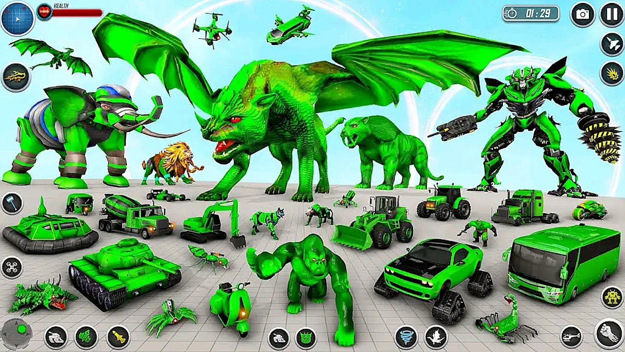 Multi Animals Robot Car Dragon Transform Game - Android GamePaly - YouTube