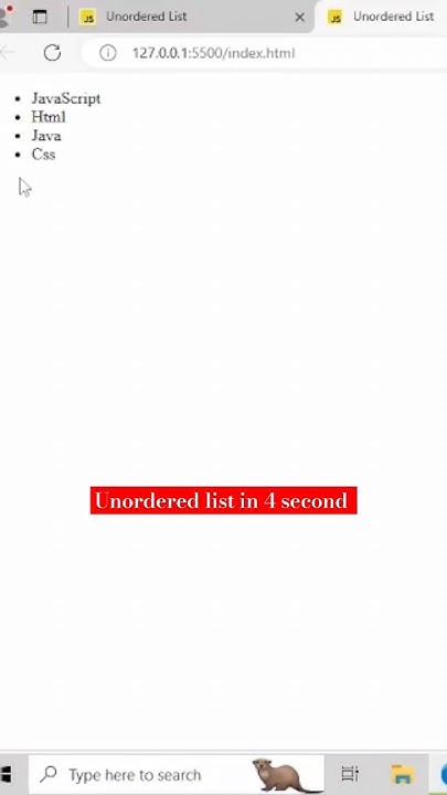 Html Unordered List In 4 Second Html Html5 Htmlcssjavascript Css 6179