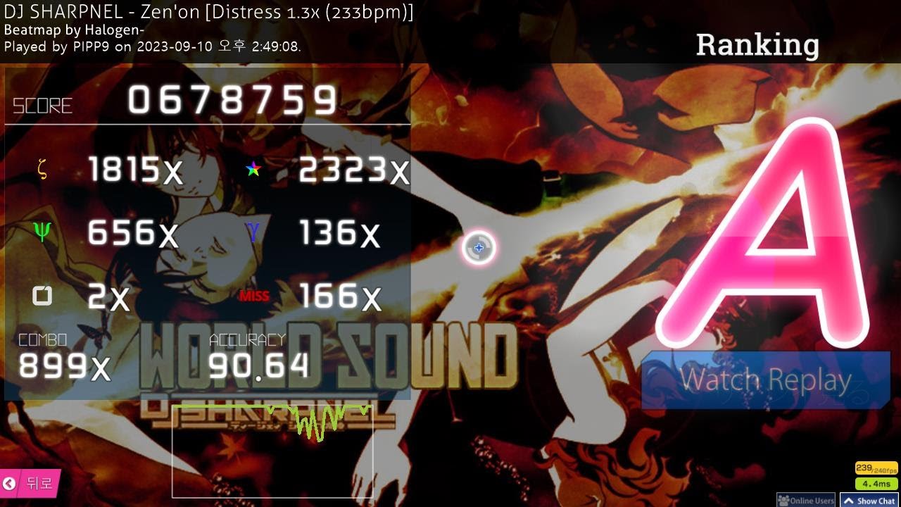 OSU! MANIA 4K | DJ SHARPNEL - Zen'on [Distress 1.3x (233bpm)] 6.08★ A ...