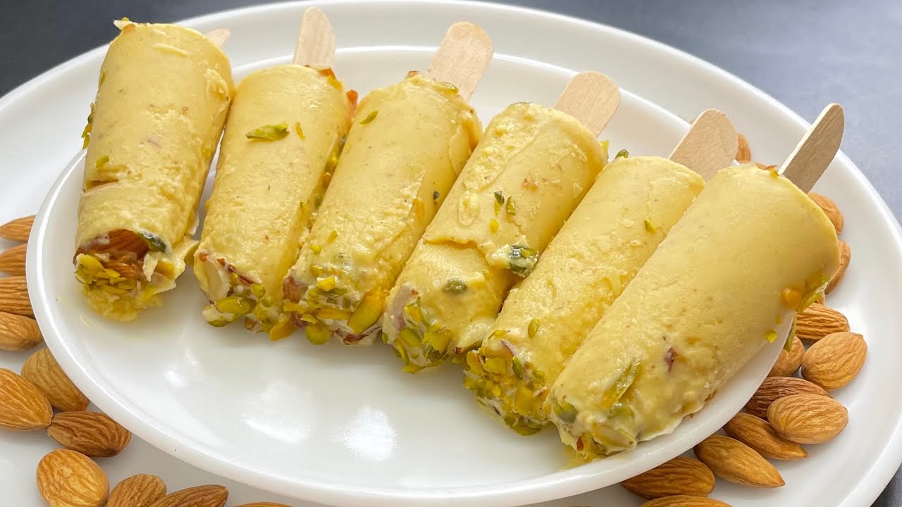 बादाम आइसक्रीम ना चीनी न Milk powder,colour | Badam Kulfi, Instant ...