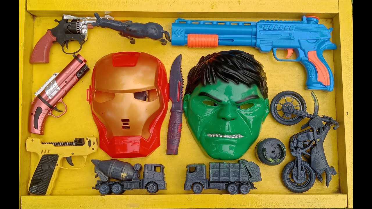 Membersihkan mainan mobil dan senjata,truk sampah,mobil balap,guda ...