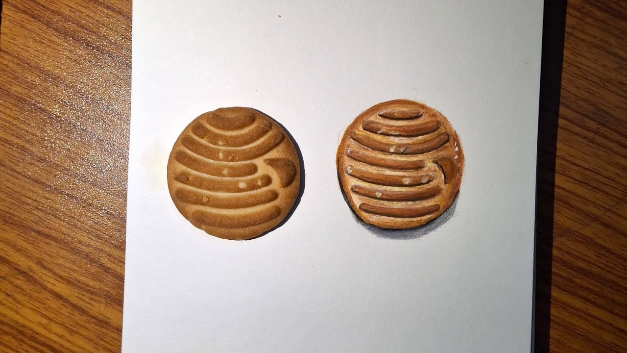 Realistic biscuit drawing tutorial - YouTube