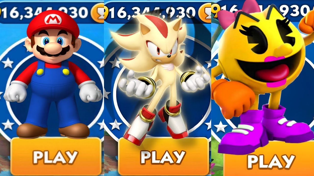 Sonic Dash - Mario Run VS Super shadow VS Ms Pacman _ Movie Sonic vs ...