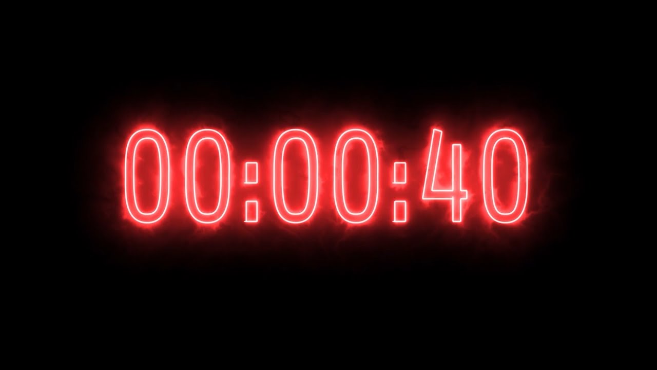 Red fire neon timer 40 seconds (countdown) - YouTube