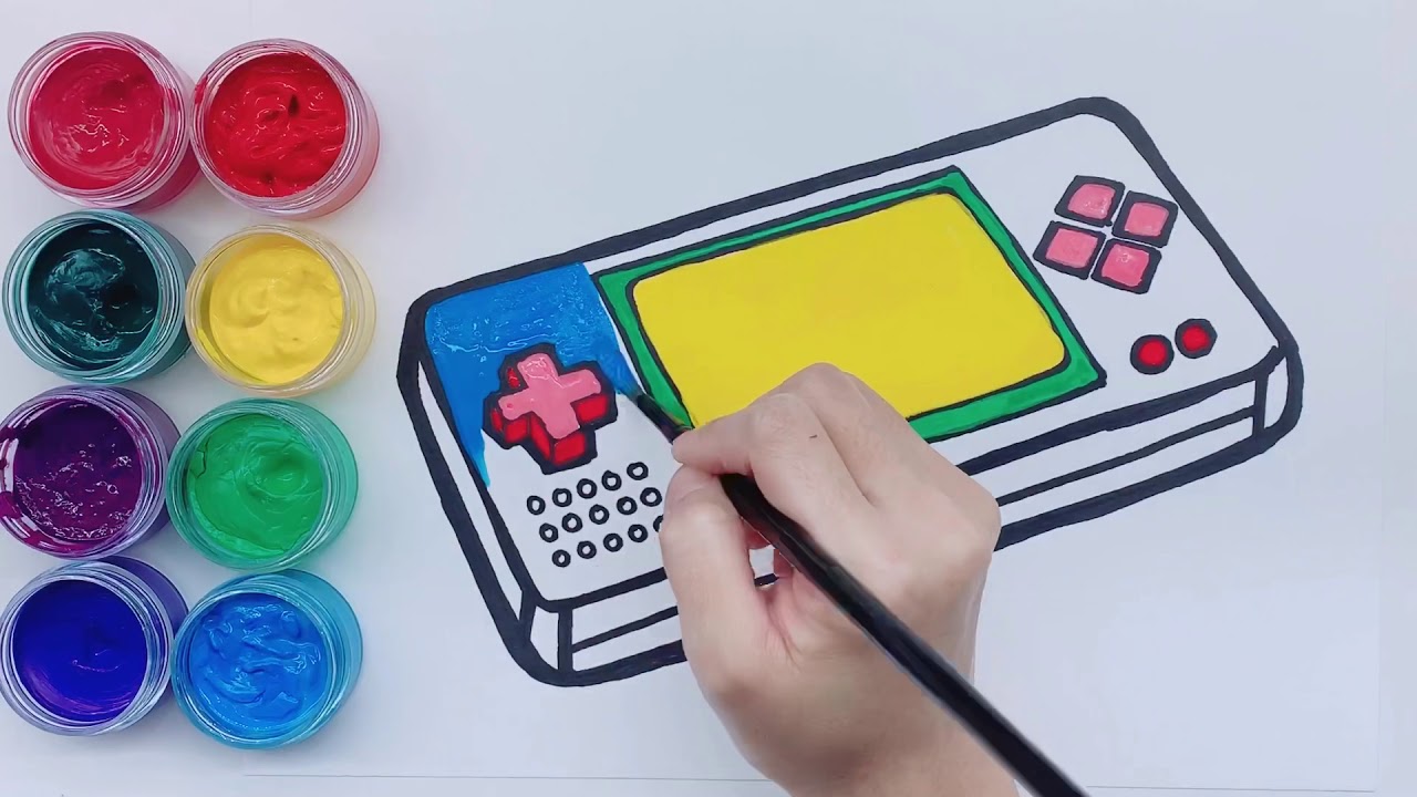 How to draw mini game device | Game device drawing | kids coloring page ...