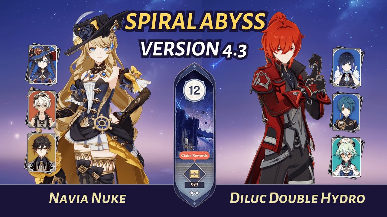 [Genshin Impact] | Navia Nuke + Diluc Double Hydro - Spiral Abyss 4.3 ...