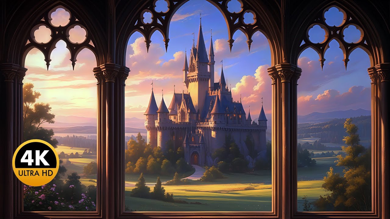 Inside a Stone Castle at Dawn | Fake Window Projector 4K (No Music, No ...