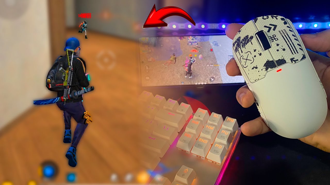 1 DIA NO MOBILADOR FREE FIRE COM MEU NOVO MELHOR MOUSE SEM FIO! teclado ...