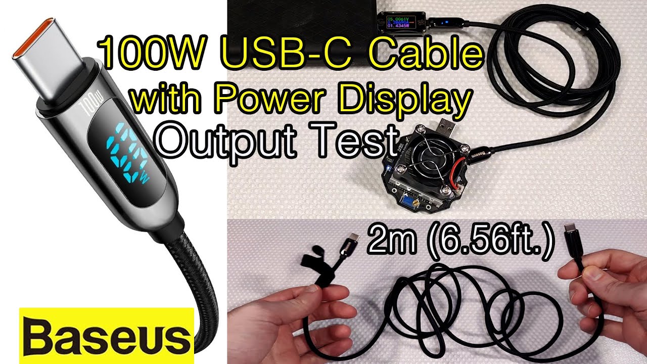 Baseus 100W 2-meter Type-C Cable with Power LED Display | Output Test ...
