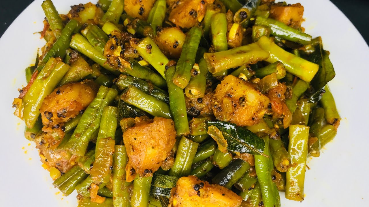 beans aloo ki sabzi | long beans potato fry | beans aloo masala fry ...