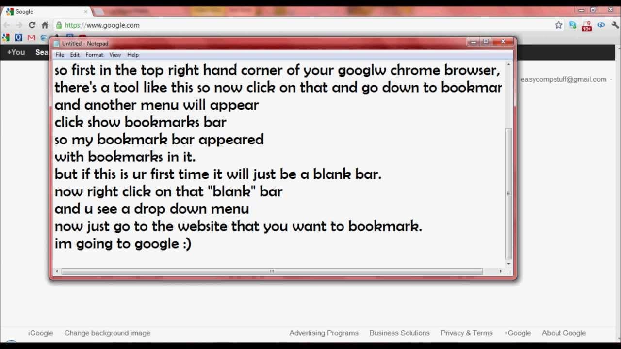 How to Open a Bookmarks Bar on Google Chrome and how to add Bookmarks ...