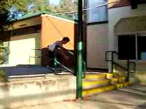 dodgy 3 stair kikflip by a lanky man with no shirt - YouTube
