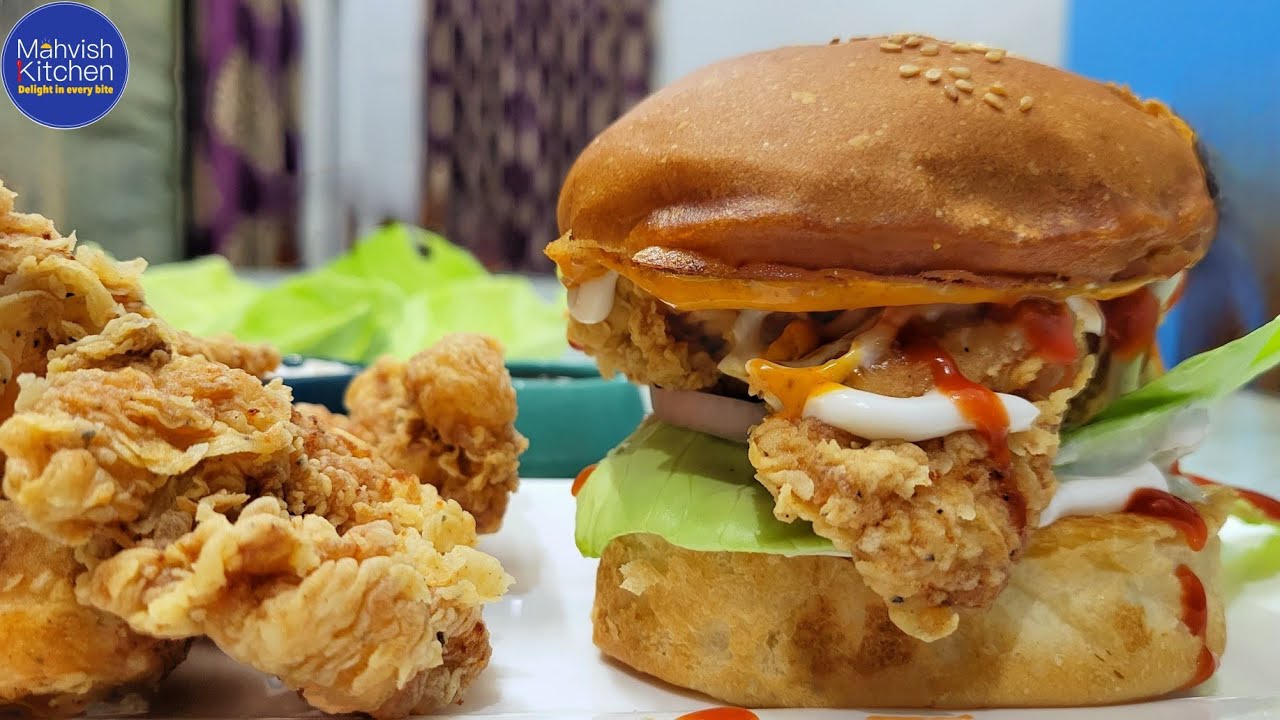 New & Easy Crunchy KFC Style Chicken Zinger Burger Recipe! 🍔🍗 | Crispy ...