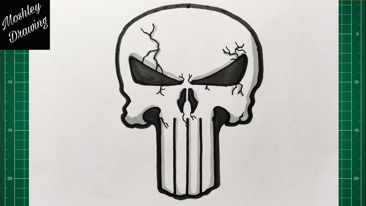 How to Draw Punisher Skull - YouTube
