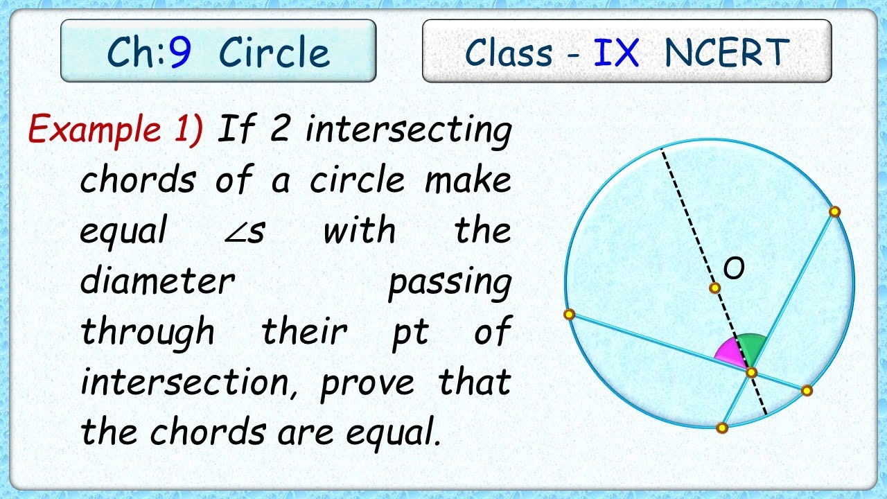 Example 1 : If two intersecting chords of a circle make equal angles ...