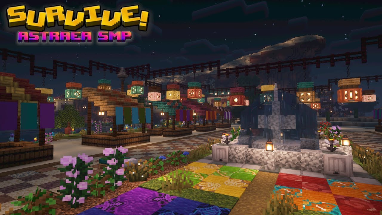 Stringing Lanterns at the Night Market || Astraea SMP || Minecraft ...