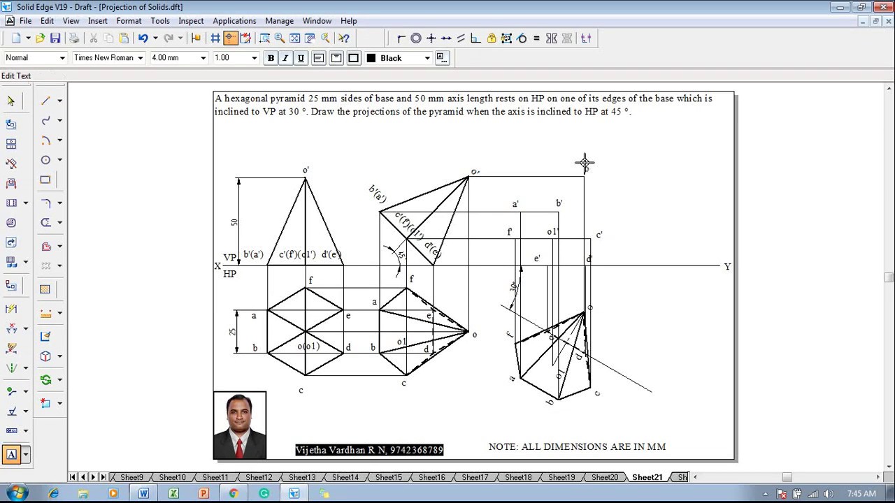 Example 21 on Projections of Solids - YouTube