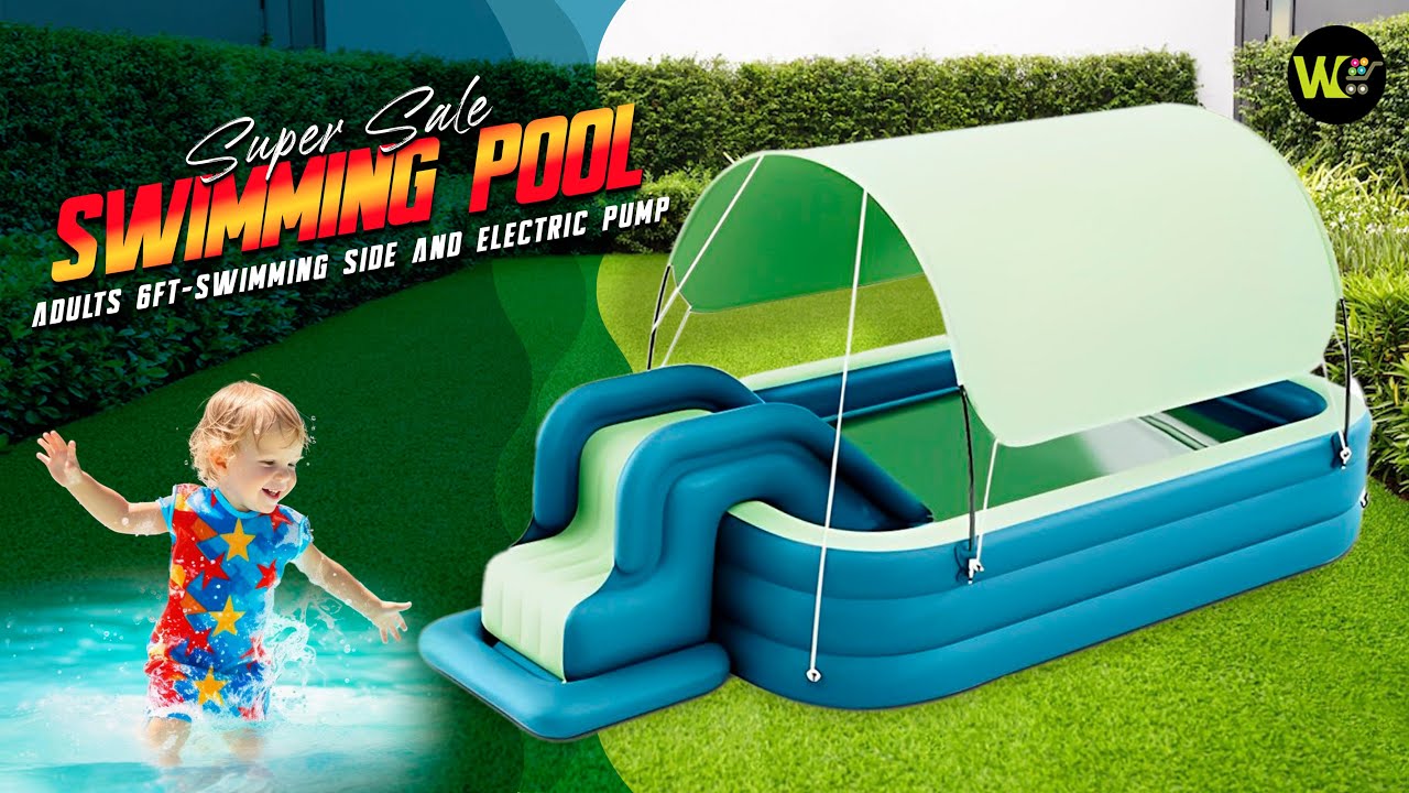 Swimming Pool for Kids and Adults 6ft-Swimming Pools with Slide ...