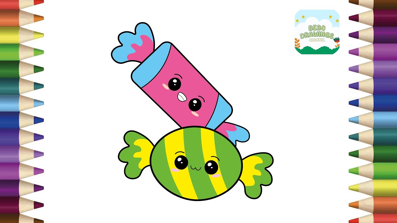How to Draw Cute Candies Simple & Easy Step by Step for Kids | Candy ...