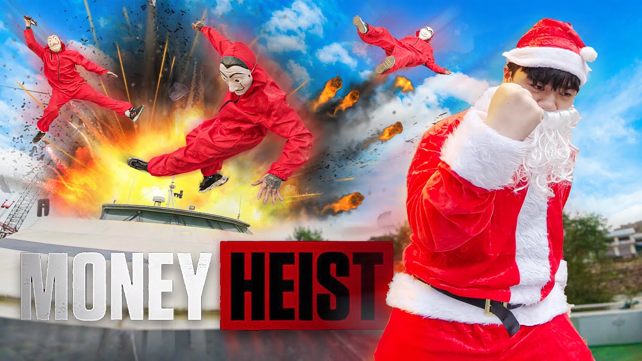 MONEY HEIST PARKOUR vs MR. SATAN CLAUS Pro Parkour Rescue MRS. SATAN ...