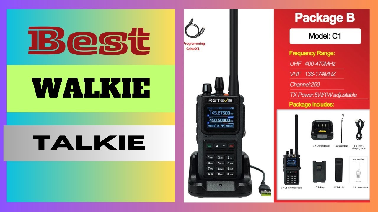 Retevis C1 Walkie Talkie 5W Long Range Communication Handy Ham Two-way ...
