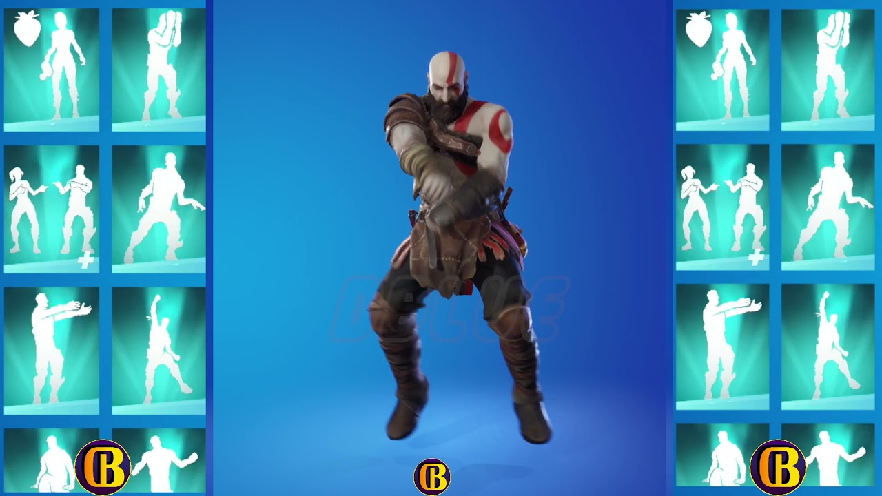 fortnite Kratos Skin Showcase With Icon Series Dances & Emotes ...