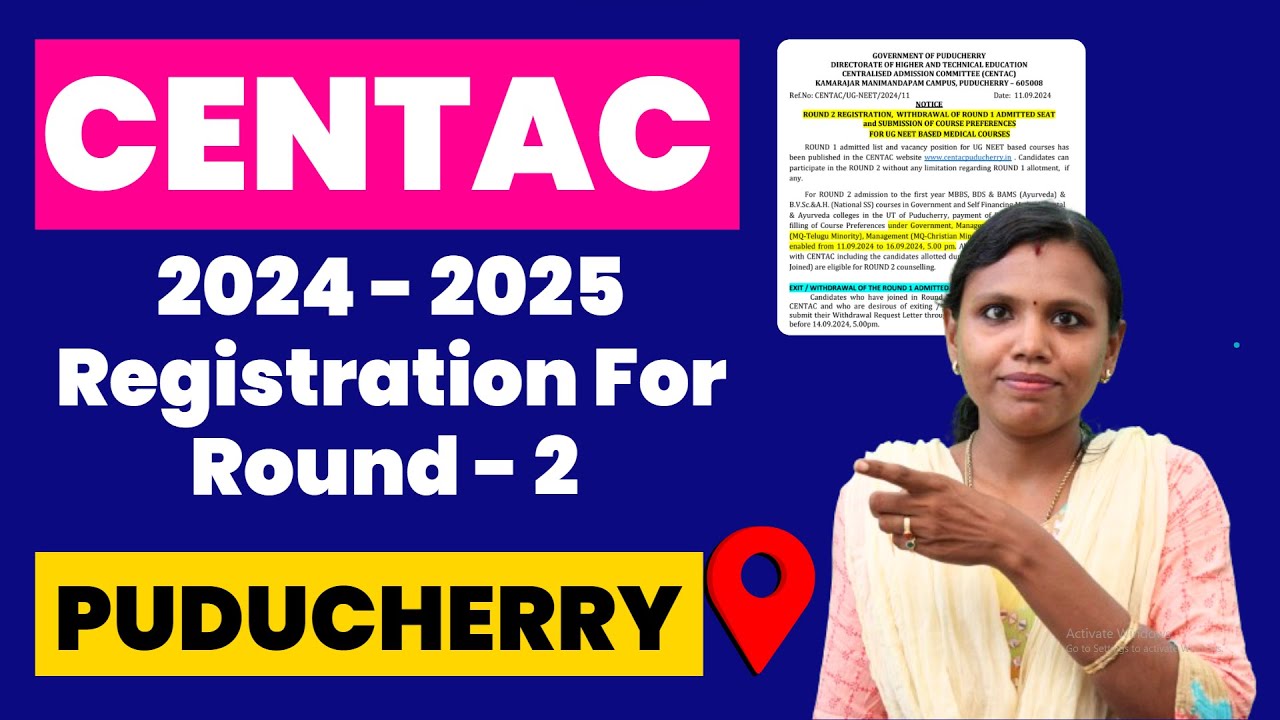 CENTAC 2024 - 2025 Registration For Round - 2 Puducherry |#neet2024 # ...
