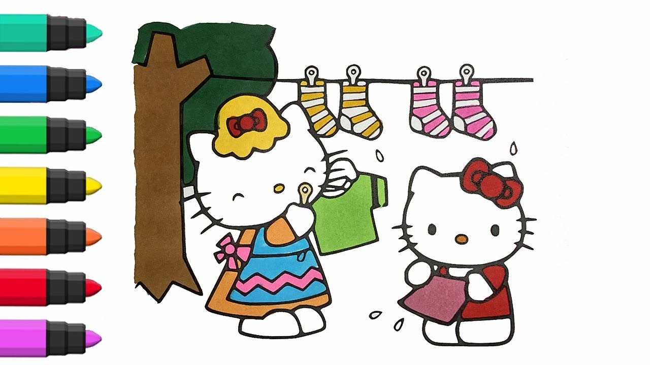 Hello Kitty Housework - Coloring Book Compilation For Kids - YouTube