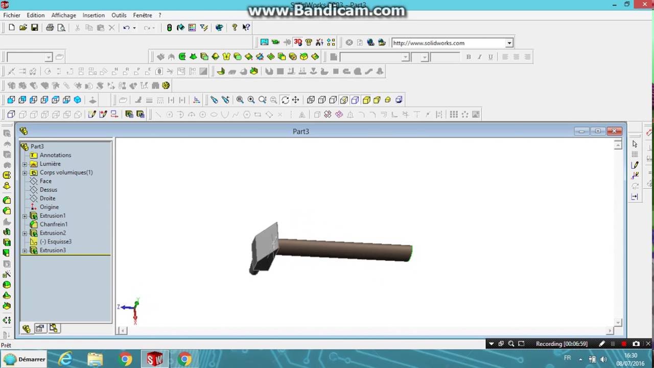 SolidWorks Tutorial #35: Tack hammer - YouTube