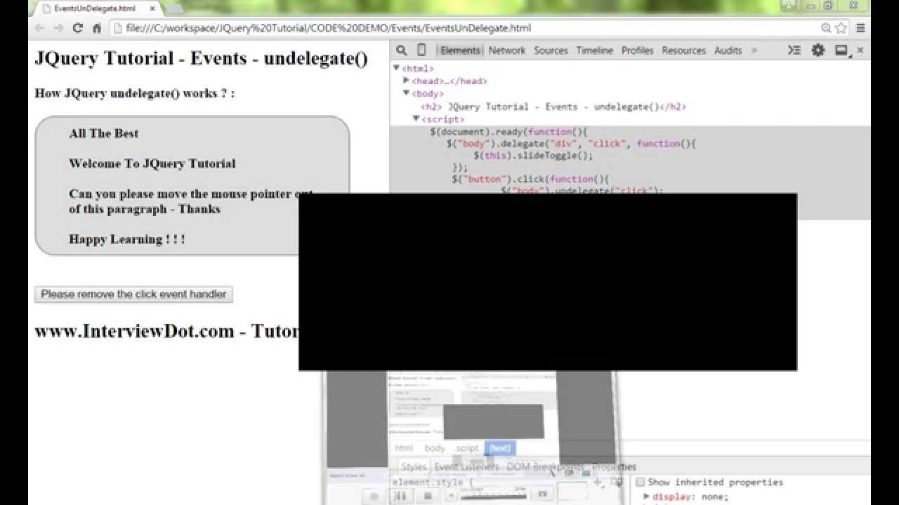 UNDELEGATE METHOD IN JQUERY DEMO - YouTube