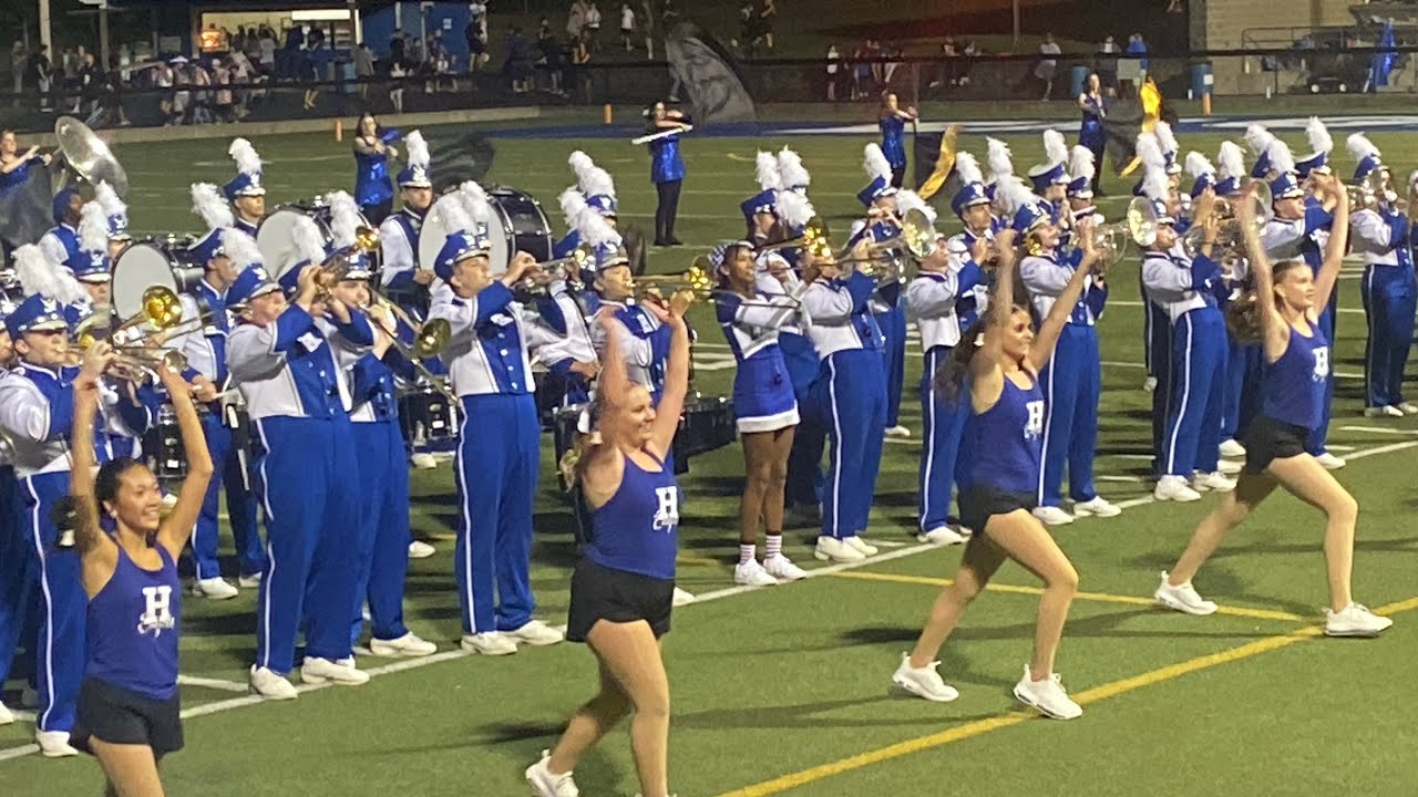9/5/2025 halftime show with the Hubbard High School marching band, flag ...