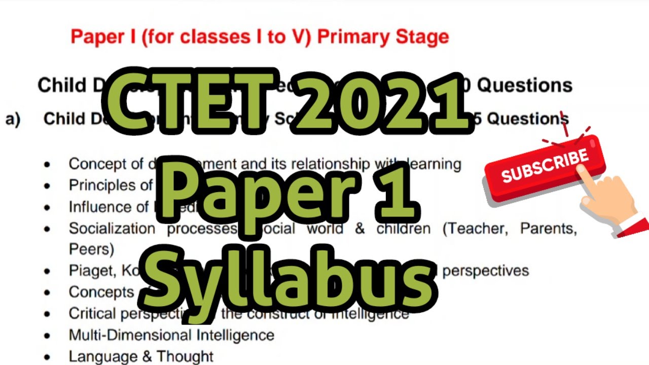 CTET Syllabus 2021 || CTET 2021 Syllabus Paper 1 || CTET Exam Syllabus ...