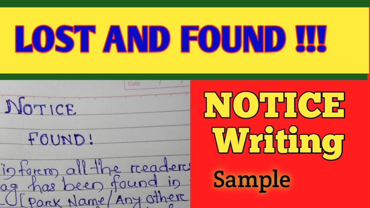 Notice Writing For Lost And Found Things | How To Write Notice | Notice ...