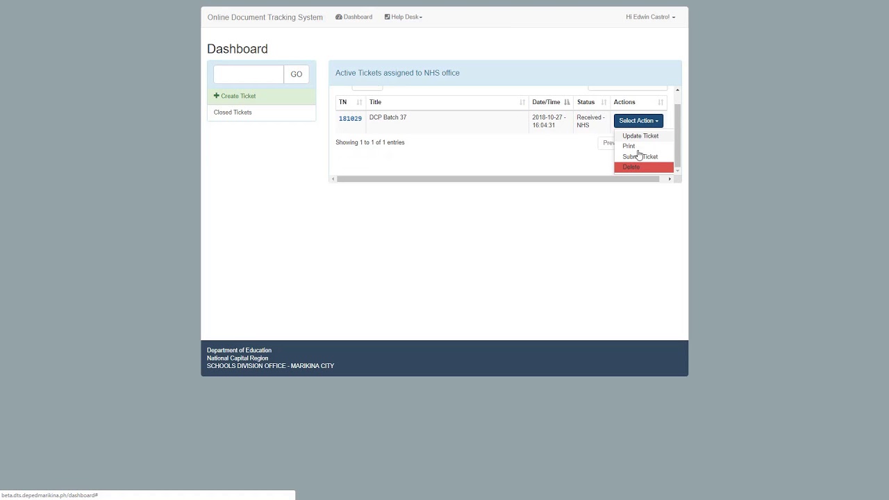 Tutorial DTS School Account Submitting ticket to records unit p5 - YouTube