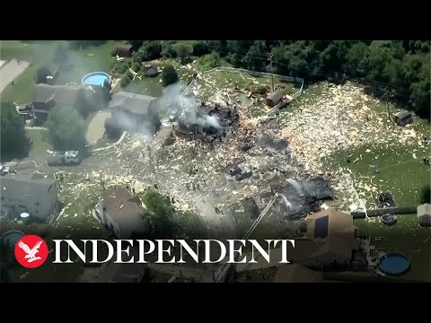 Drone footage shows aftermath of Pennsylvania house explosion - YouTube