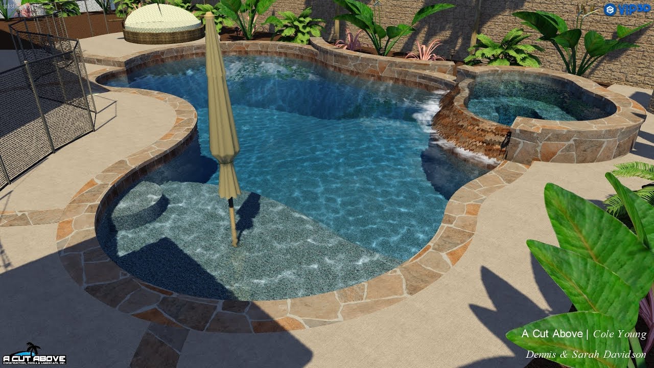 A Cut Above Pools 3D Pool Studio Design - Davidson Update - YouTube