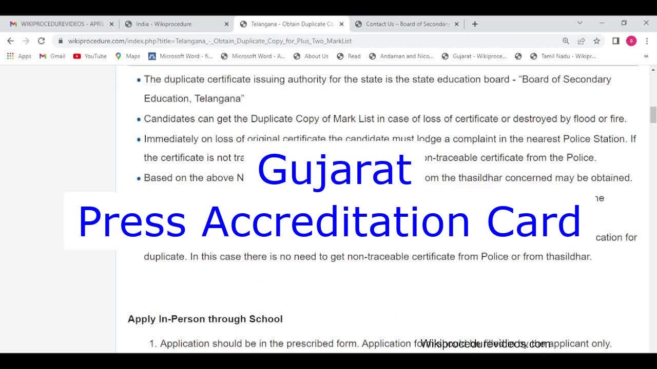 Gujarat - Apply Online for Press Accreditation Card (Online) - YouTube