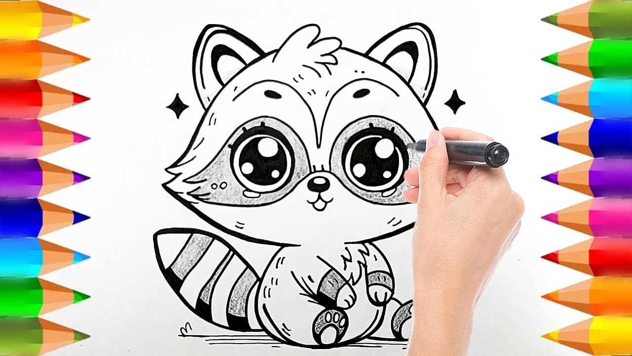 Cómo dibujar Un Mapache Kawaii Super Tierno | Dibujos para niños - YouTube