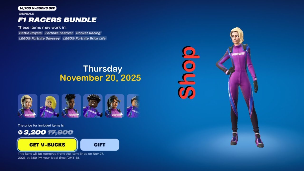 NEW F1 Racers, Too Sweet Emote, Ferrari F40 | Fortnite Shop Nov 20 ...