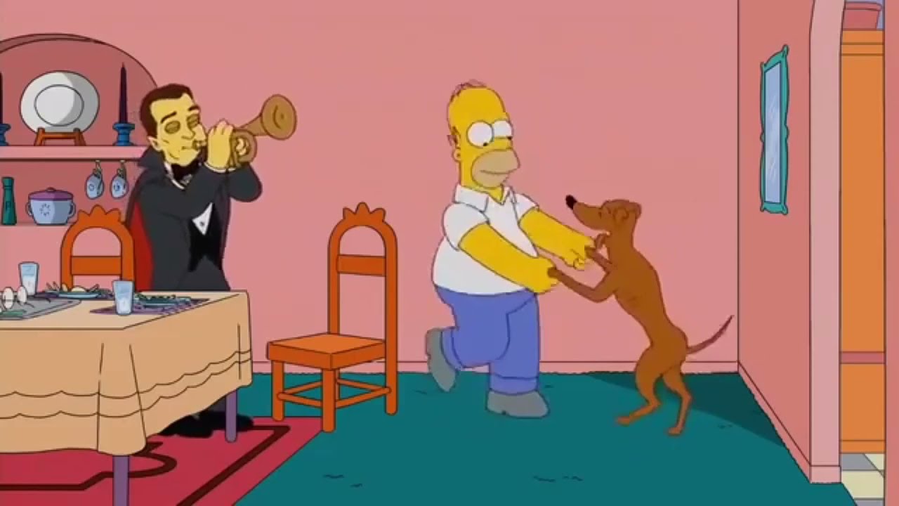 The Simpsons: Homer dancing with santa's little helper - YouTube
